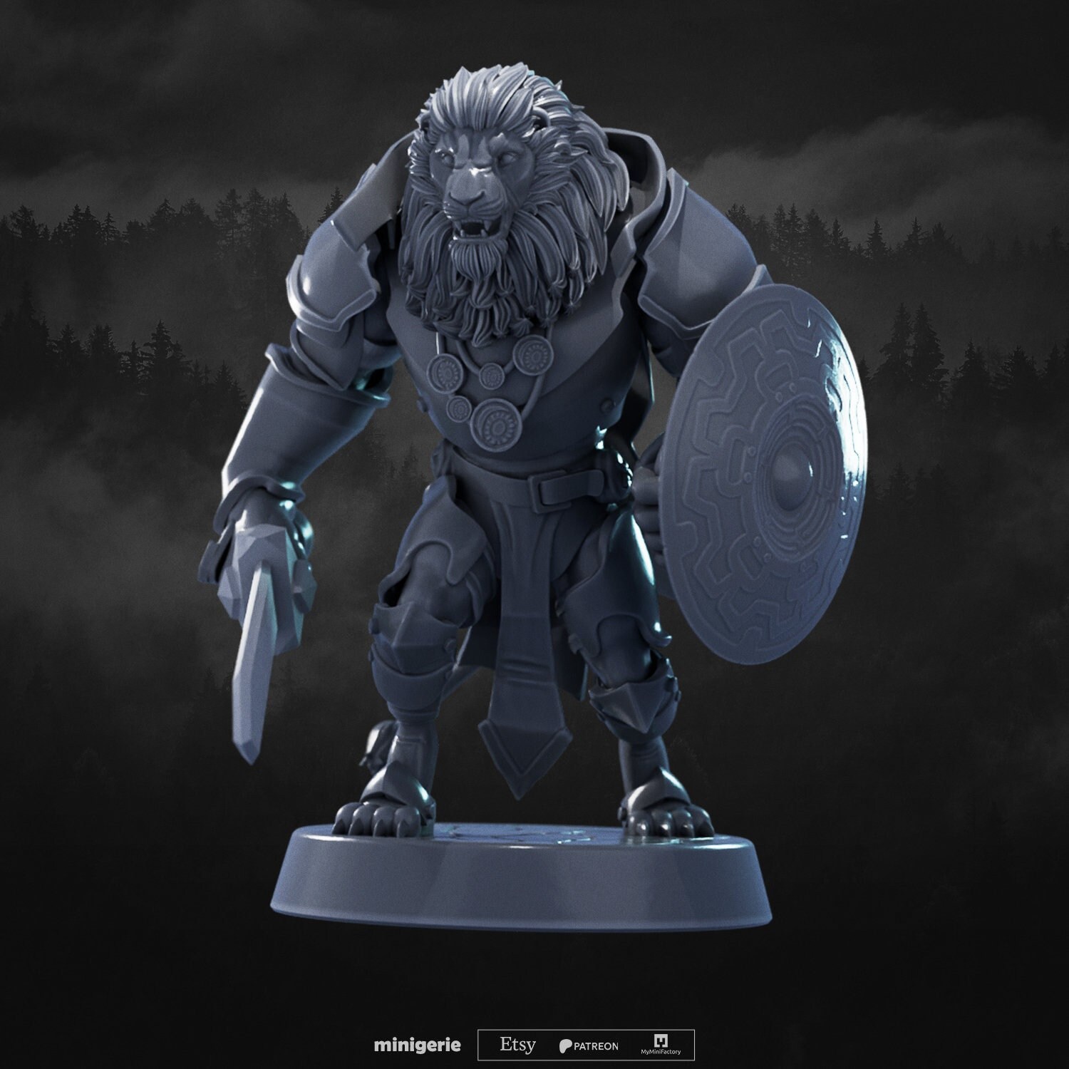 Leonin Paladin Resin Dnd Miniature Stylized Mini for Tabletop 32mm - Etsy