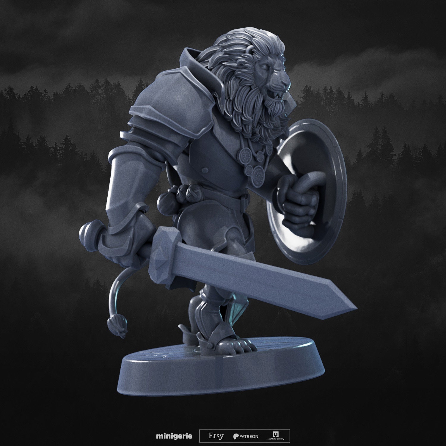 Leonin Paladin Resin Dnd Miniature Stylized Mini for Tabletop 32mm - Etsy