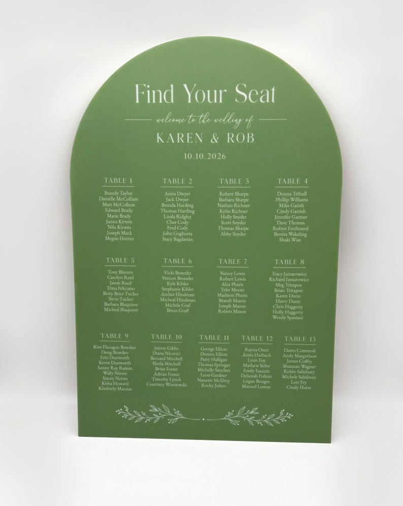 Terracotta Wedding Seating Chart, Arched Wedding Sign, Rust Orange ...