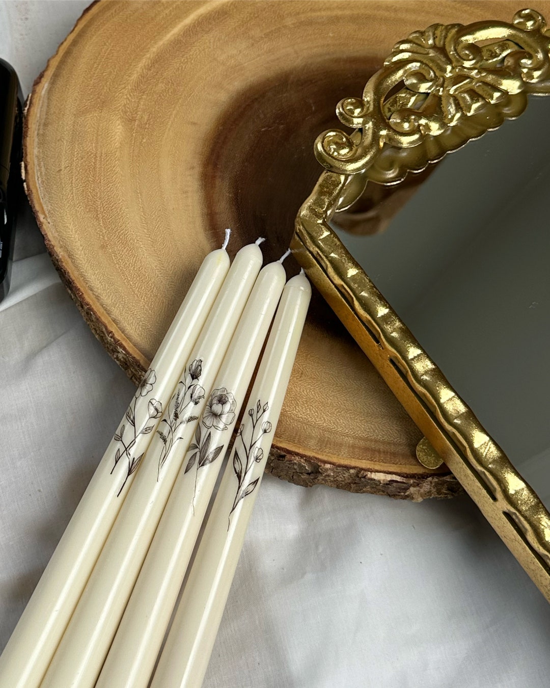 Handcrafted Floral Painted Taper Candles: Retro Style, Set of 2 - Etsy