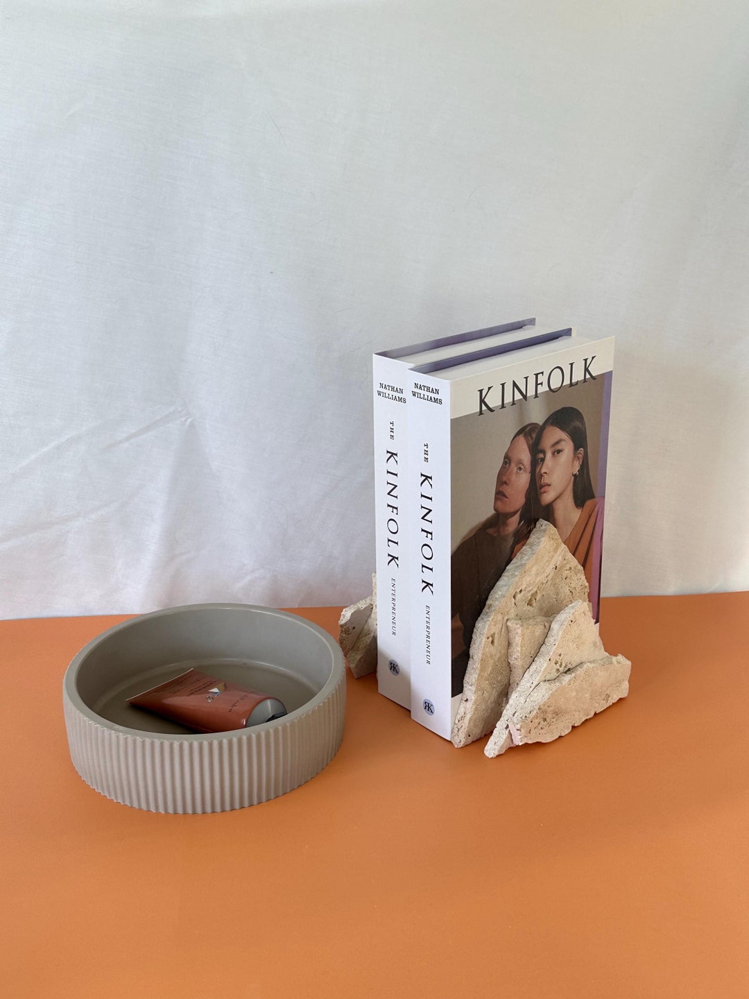 Handcrafted Travertine Bookends: Rustic Stone Book Stand - Etsy