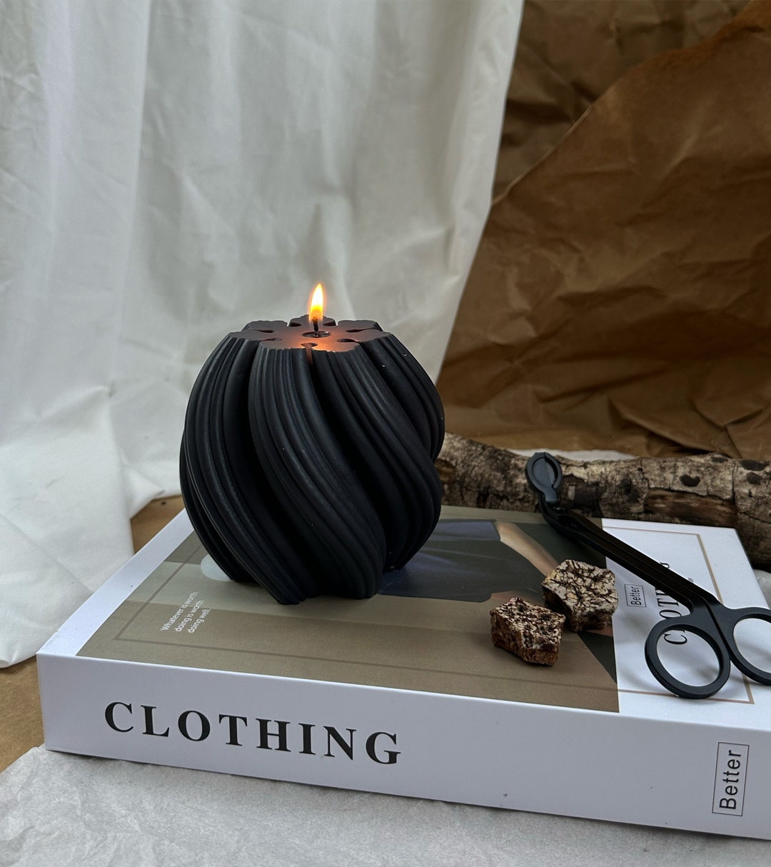 Swirl Decor Pillar Candle | Elegant Swirl Design | Soy Wax Blend for ...