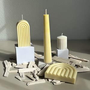 Long Pillar Candle-soy Wax Candle-ribbed Cylinder Candle-home Decor ...