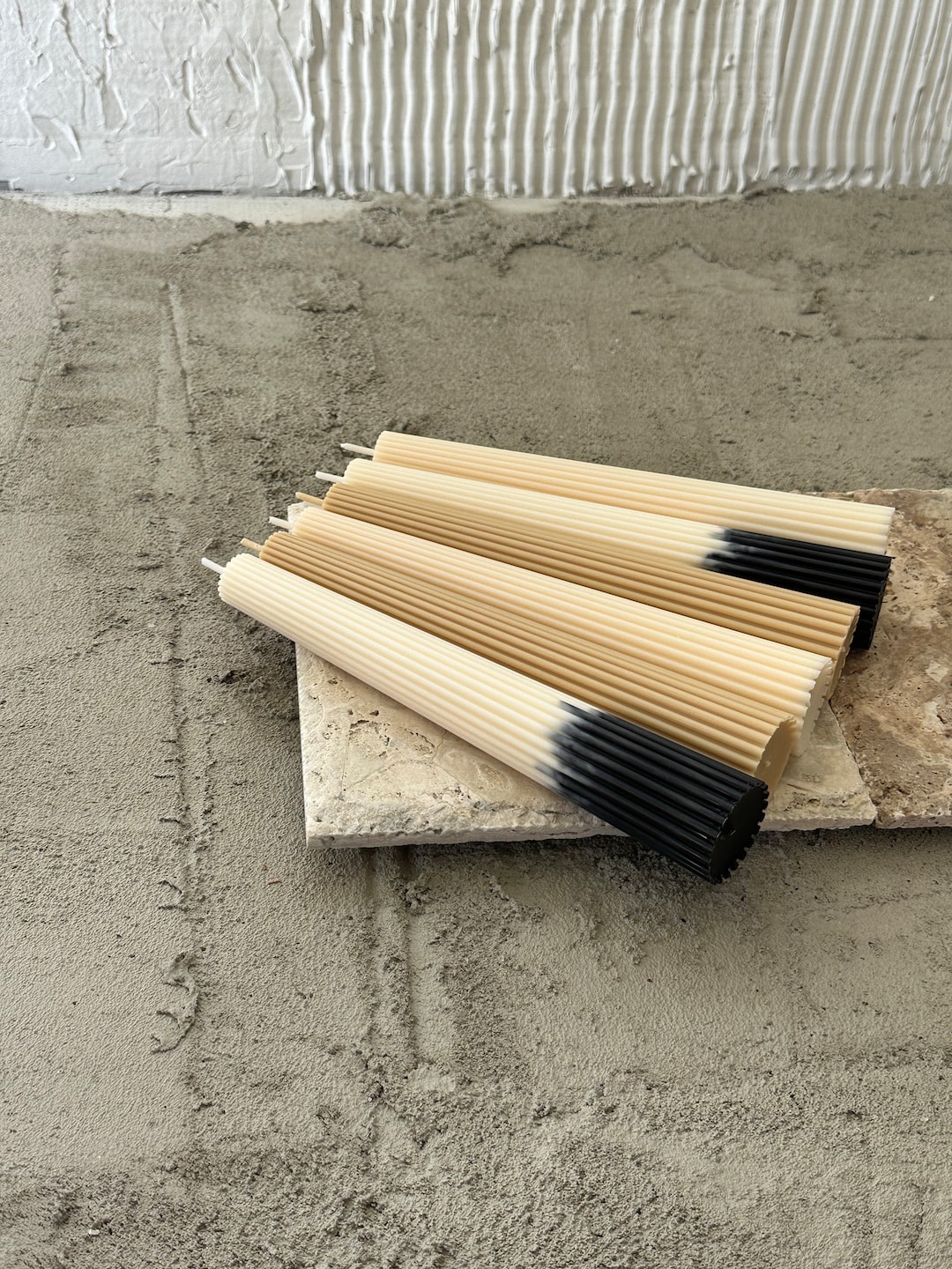 Long Pillar Candle-soy Wax Candle-ribbed Cylinder Candle-home Decor ...