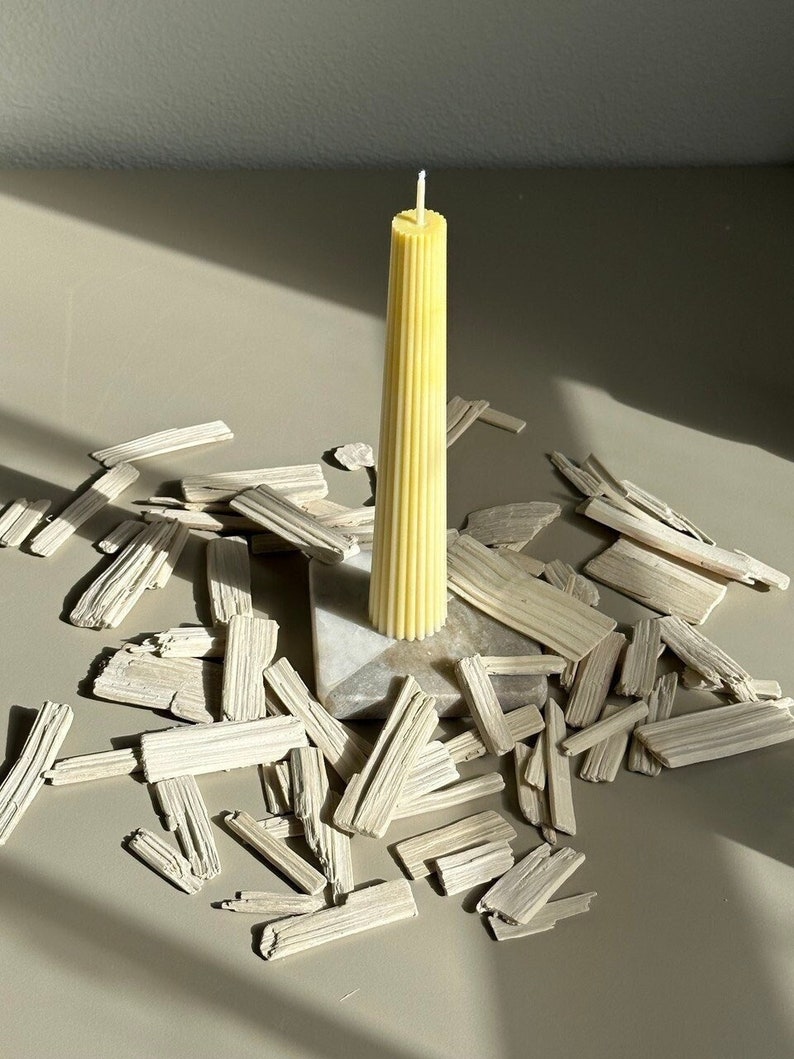 Long Pillar Candle-soy Wax Candle-ribbed Cylinder Candle-home - Etsy