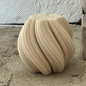 Swirl Decor Soy Wax Candle: Modern Minimalist Pillar - Etsy
