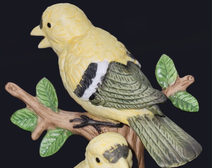 Lefton China 02203 "nest Egg" Goldfinch Chickadees Bird Figurine ...