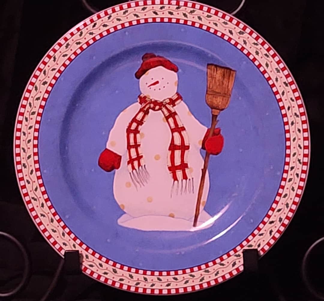Sakura Snowman Debbie Mumm Salad Plate Broom, Hat, Scarf, Collectible ...
