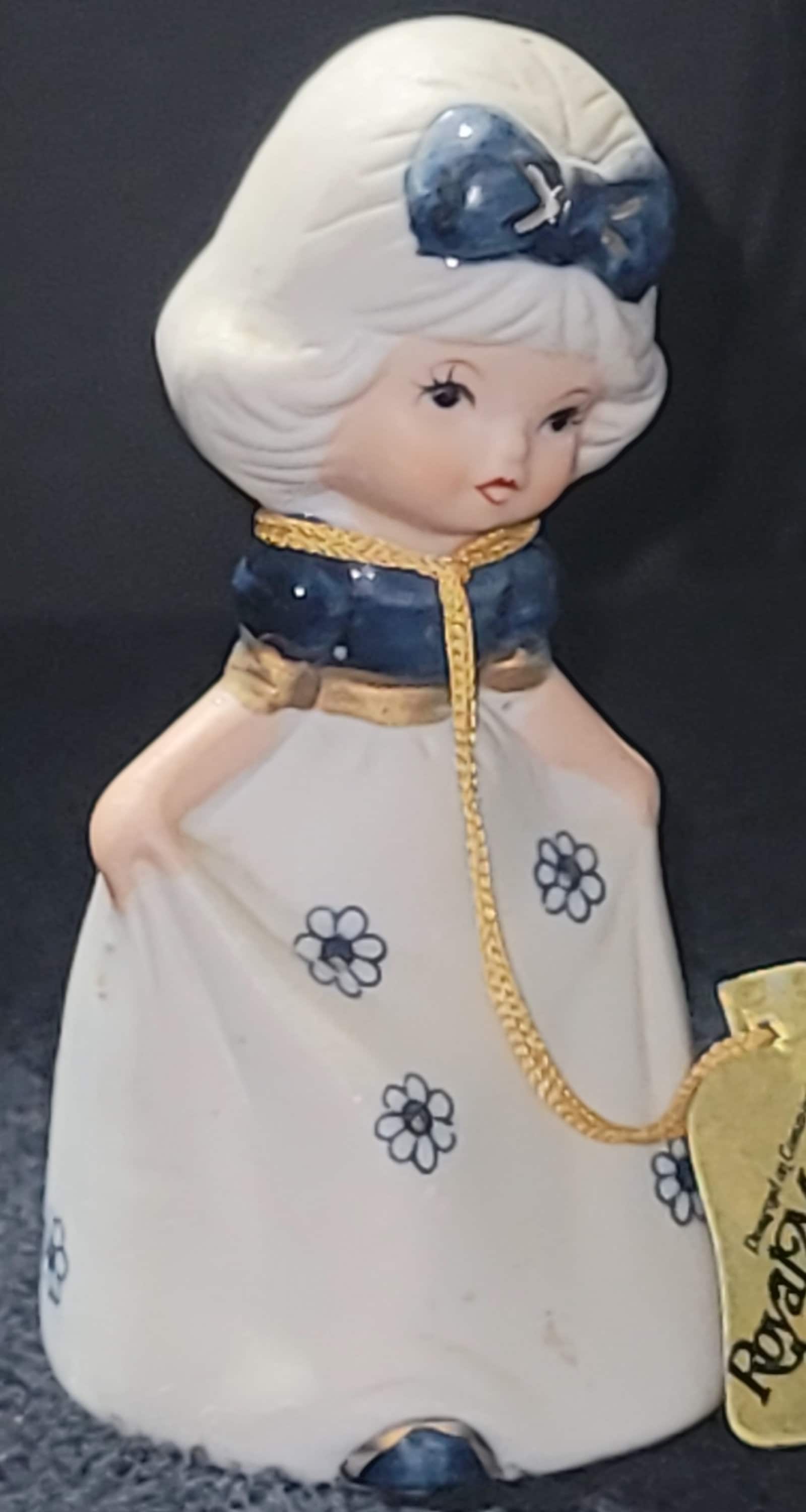 1980 Royal Majestic Jasco Lady Bell White Dress Blue Bow Floral ...
