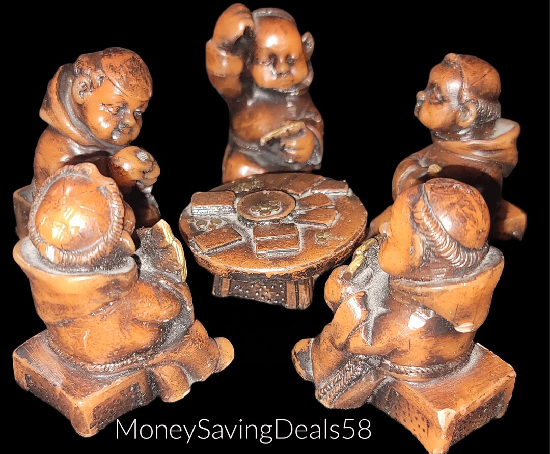 Hand Carved Wax Monk Figurines: Antique England Playing Card Set - Etsy