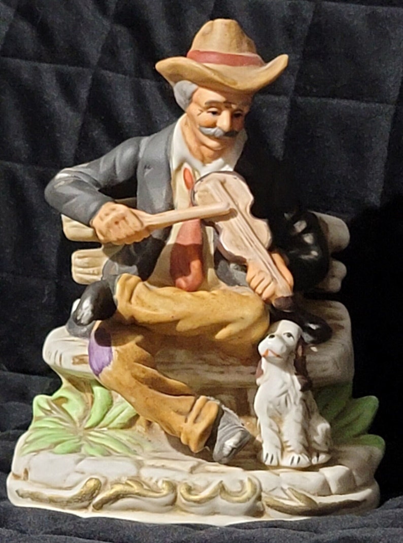Homco Old Man Playing His Violin Vintage Figurine Measures - Etsy