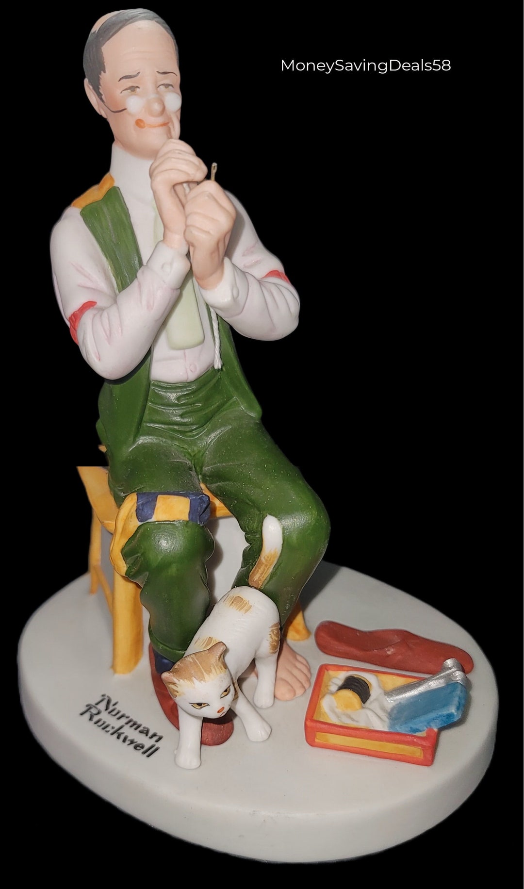 Norman Rockwell man Threading a Needle Porcelain Figurine Sept 1980 ...