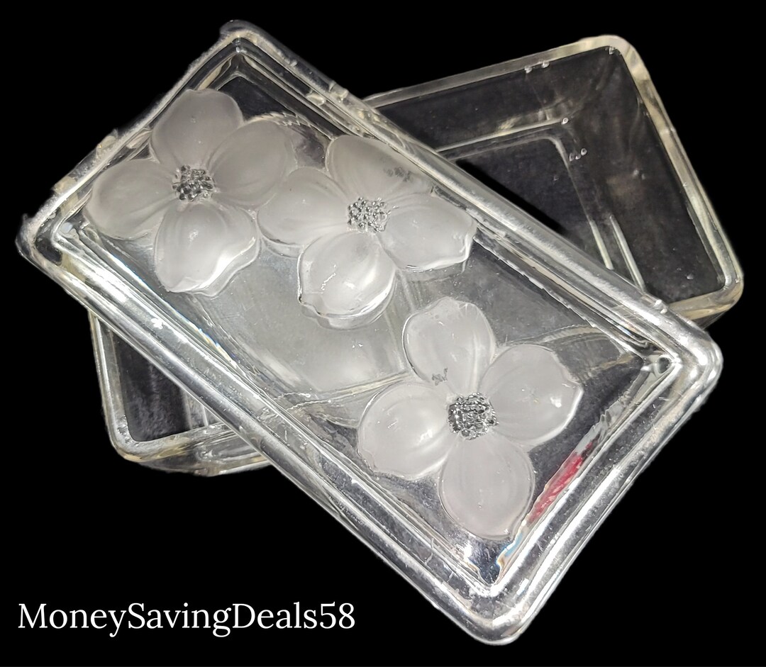 Crystal Playing Card Case With Lid Art Collectible Clear Glass Decor ...