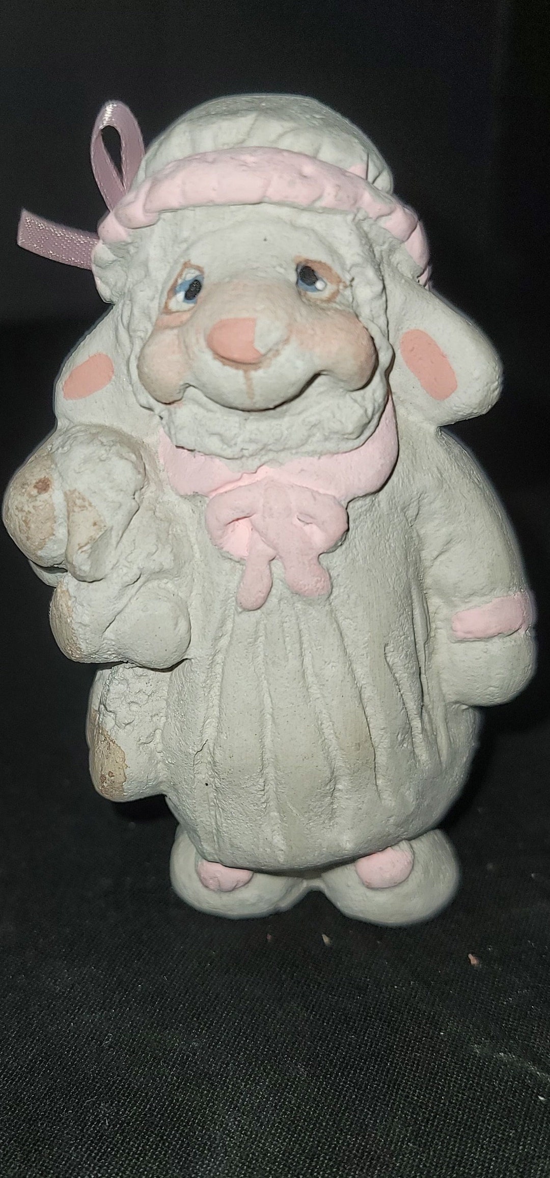 Dreamsicle Cast Art Bunny Rabbit Figurine Pink & White W/baby Sheep ...