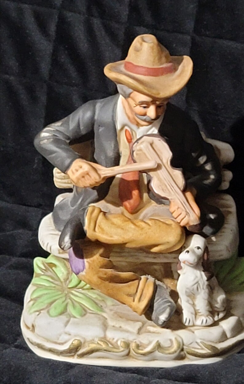 Homco Old Man Playing His Violin Vintage Figurine Measures - Etsy