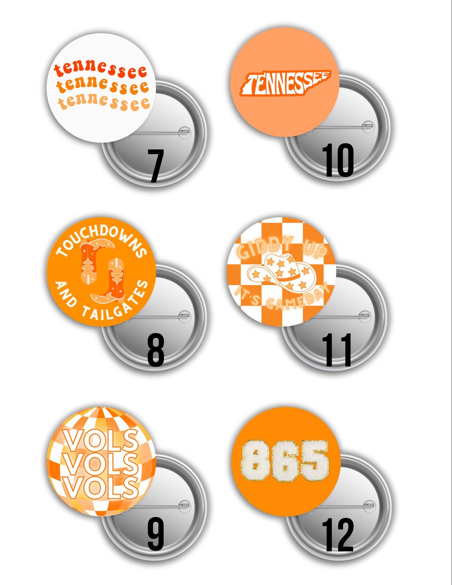 Tennessee Gameday 4 Button Pin Pack - Etsy