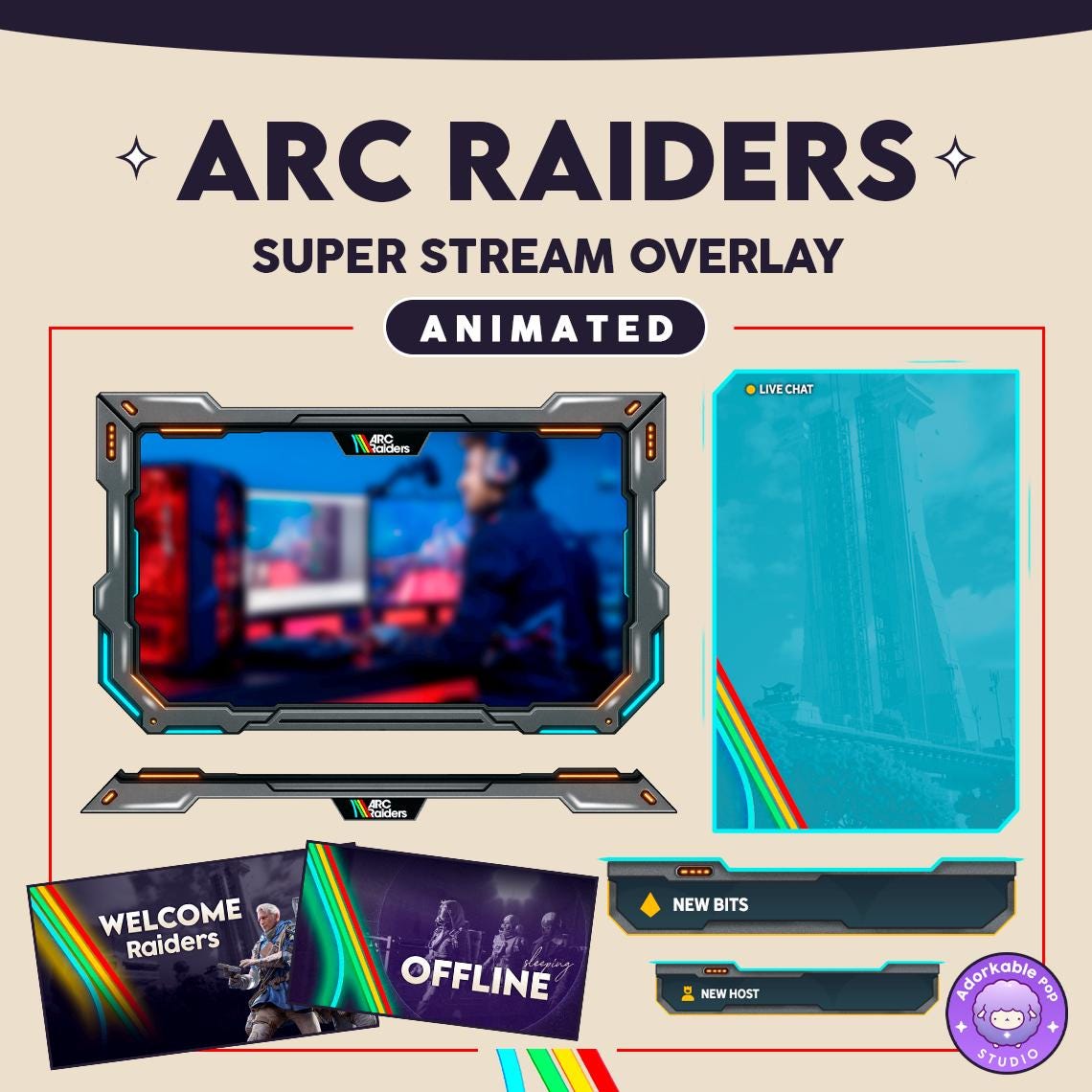 ARC RAIDERS Animated Overlay Pack | 2x Cam Borders | Chatbox | 8x Label ...