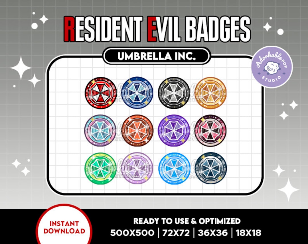 12x Resident Evil Twitch Badges Umbrella Sub Badges | Bit Badges ...