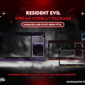 Resident Evil Overlay Stream Package Neon Style | 4 Animated and 4 ...