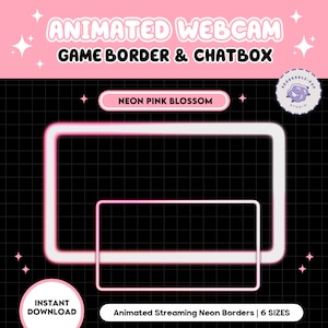 Neon Blue Animated Twitch Border Set Webcam Frame Game Border Chatbox ...
