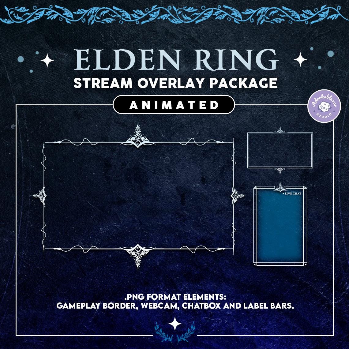 Elden Ring Nightreign Stream Overlay Package | 4 Animated Scenes + 1 Gift | Webcam | Chat ...