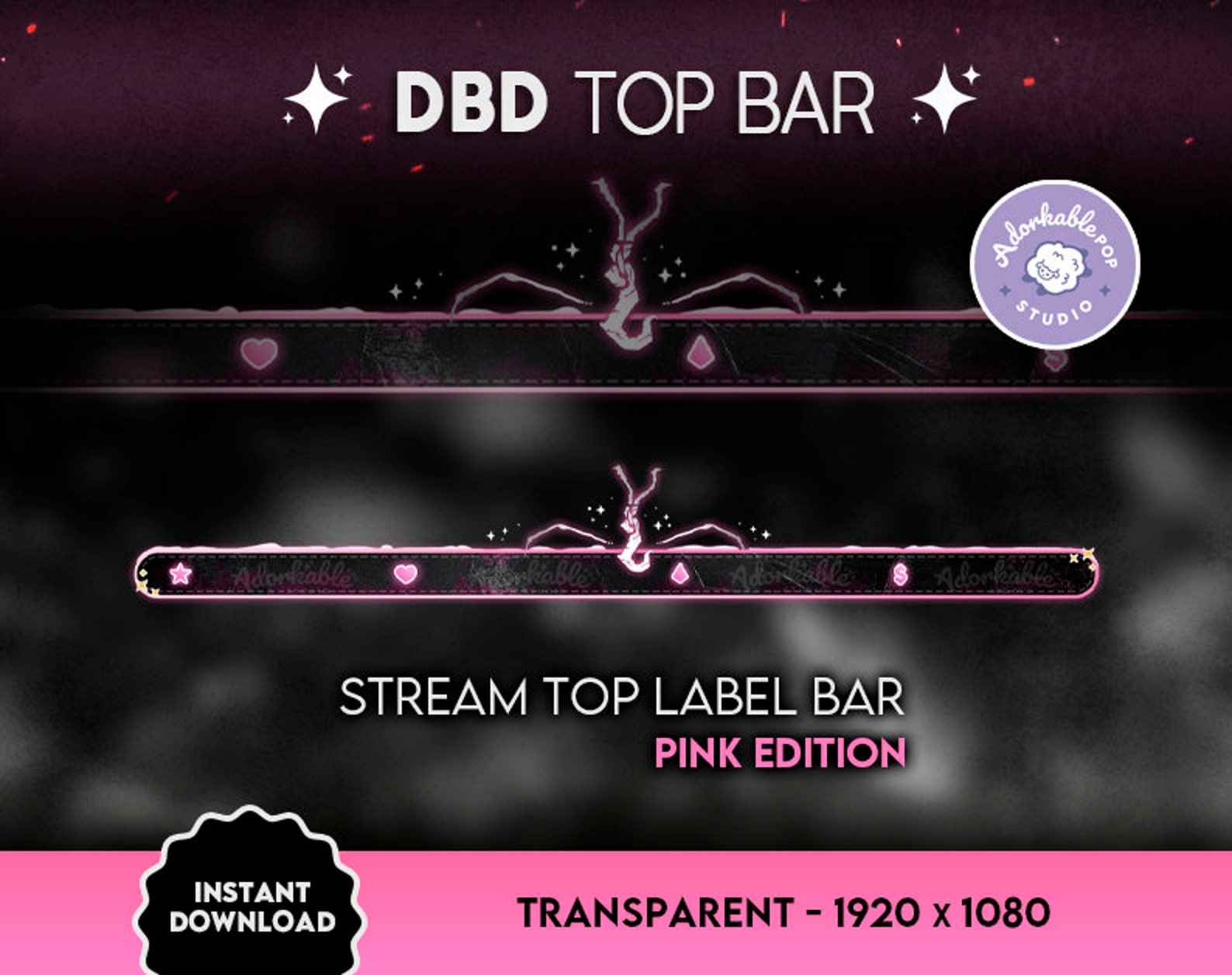 Dead by Daylight Overlay Top Bar | DBD Decor Game Overlay Pink | Stream ...