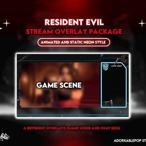 Resident Evil Overlay Stream Package Neon Style | 4 Animated and 4 Static Scenes | 8 Overlays ...