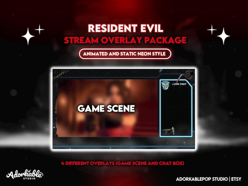 Resident Evil Overlay Stream Package Neon Style | 4 Animated and 4 ...