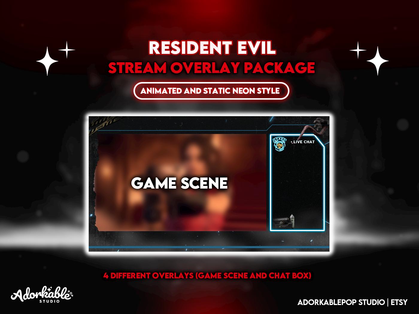 Resident Evil Overlay Stream Package Neon Style | 4 Animated and 4 ...