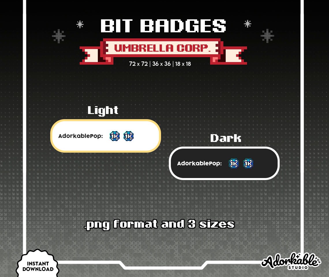 29 X Umbrella Corp Twitch Bit Tier Badges Resident Evil Bit Badges ...