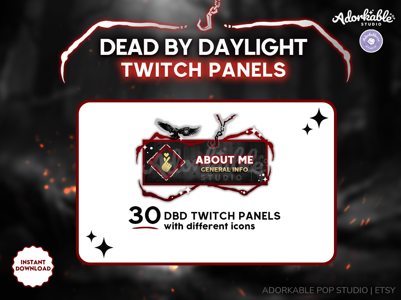 DBD Panels for Twitch | 30 Panels of Dead by Daylight | Dark Red Panels ...
