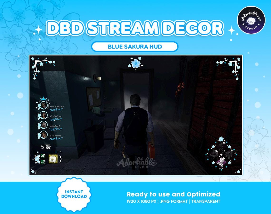 DBD Decor Game Overlay | Blue Sakura | HUD Decoration Dead by Daylight ...