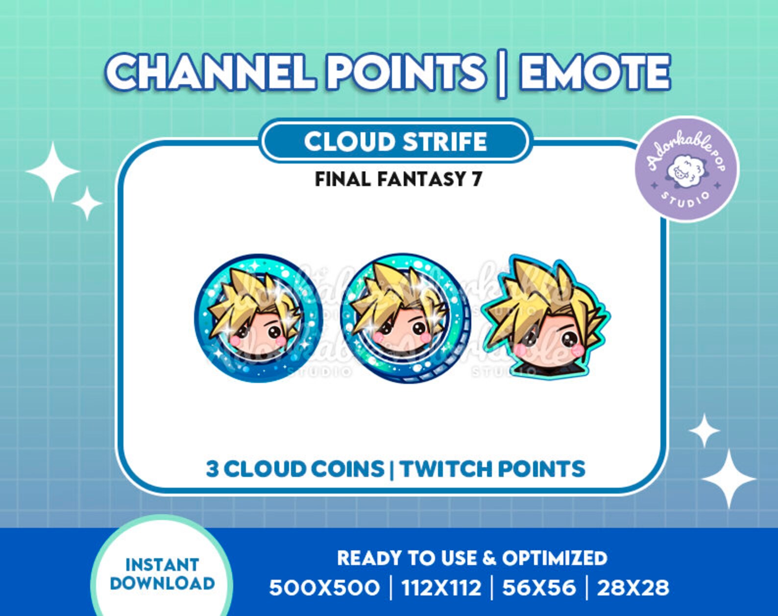 CLOUD STRIFE Channel Point Final Fantasy 7 | Emote | Twitch | Youtube ...