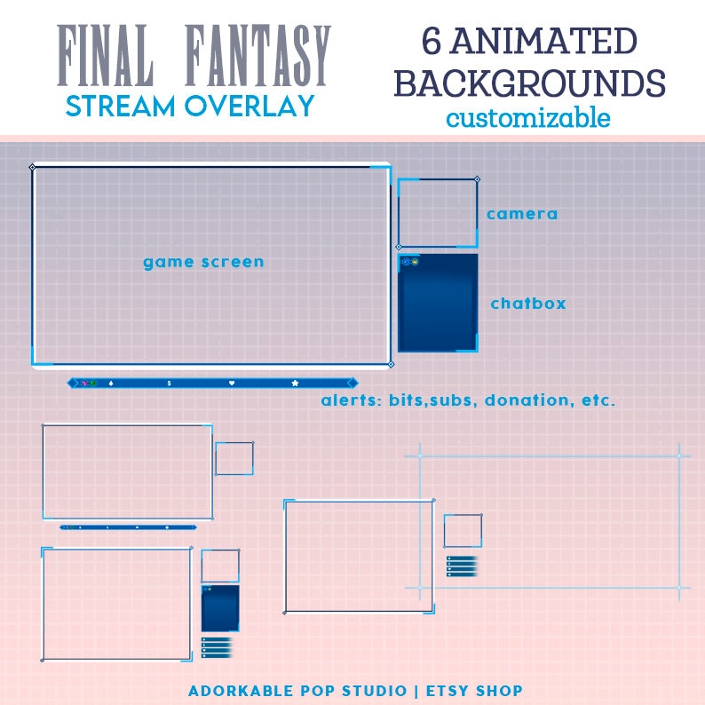 Final Fantasy 7 Stream Super Overlay Twitch Theme / Static and Animated ...