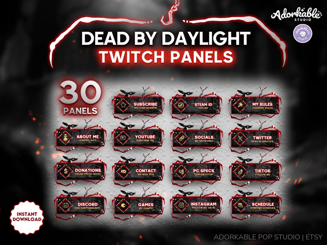 DBD Panels for Twitch | 30 Panels of Dead by Daylight | Dark Red Panels ...