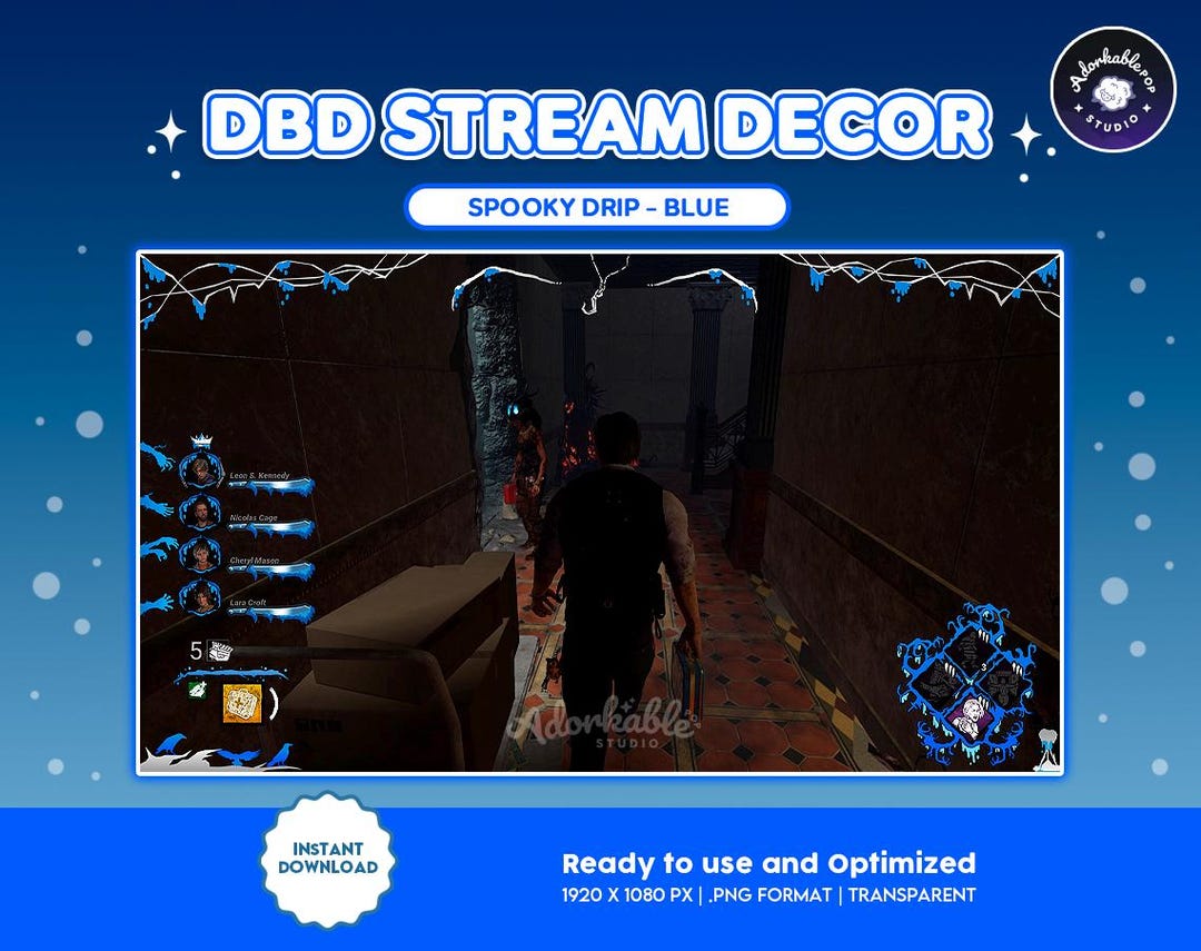 DBD Decor Game Overlay | Spooky Drip Blue | HUD Decoration Dead by ...