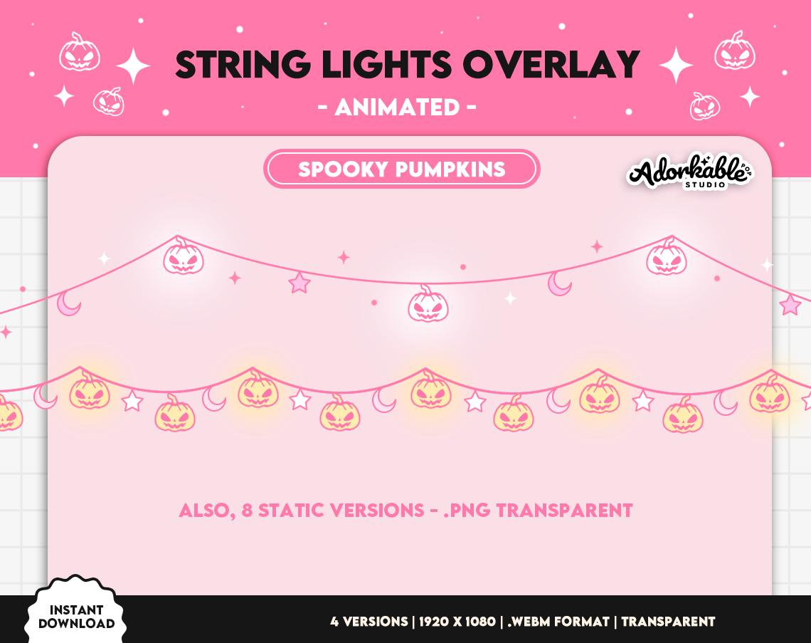 Animated Pumpkin String Light Overlay | Spooky Lights Decor Pink ...