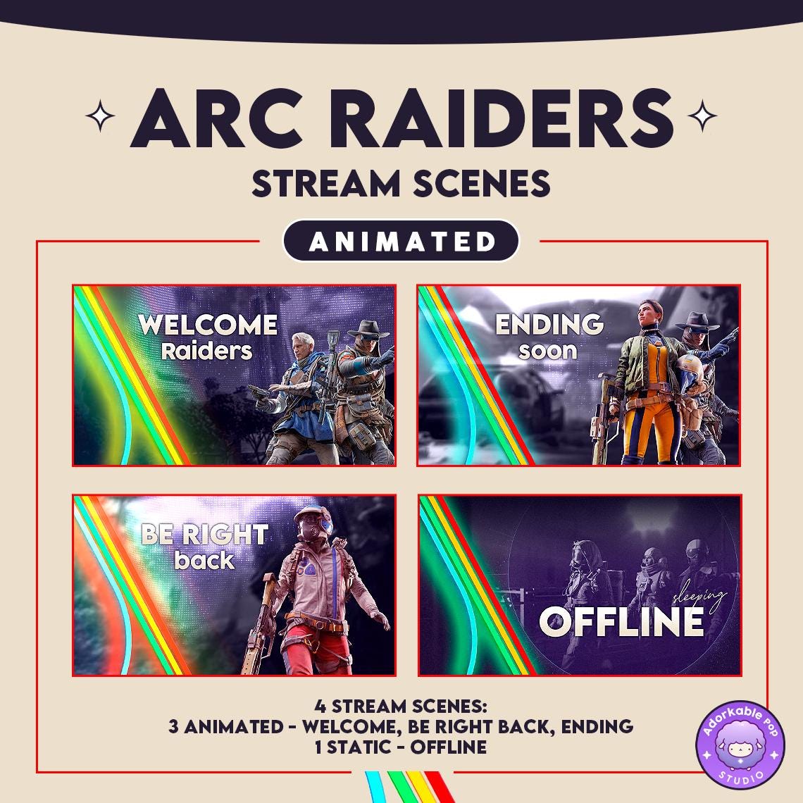 ARC RAIDERS Animated Overlay Pack | 2x Cam Borders | Chatbox | 8x Label ...