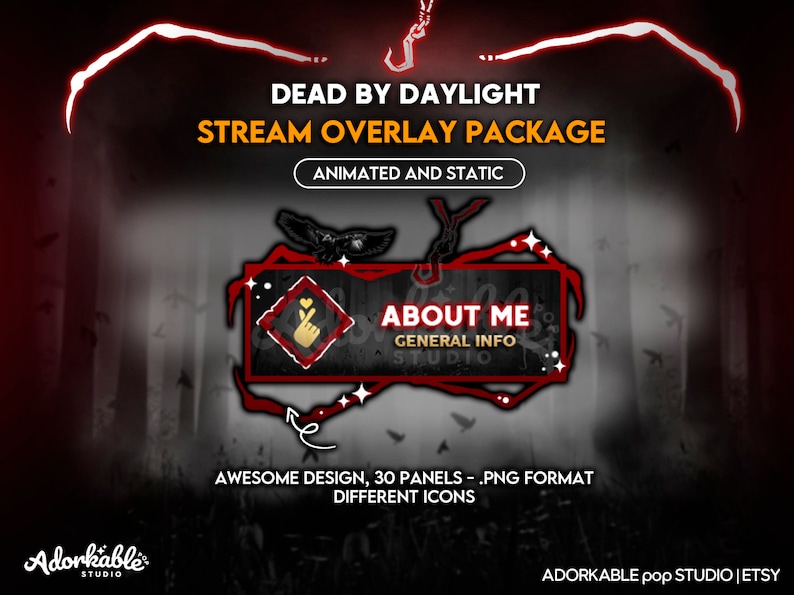 Dead by Daylight Super Overlay Package Animated and Static Panels Label Bar Icons Webcam ...