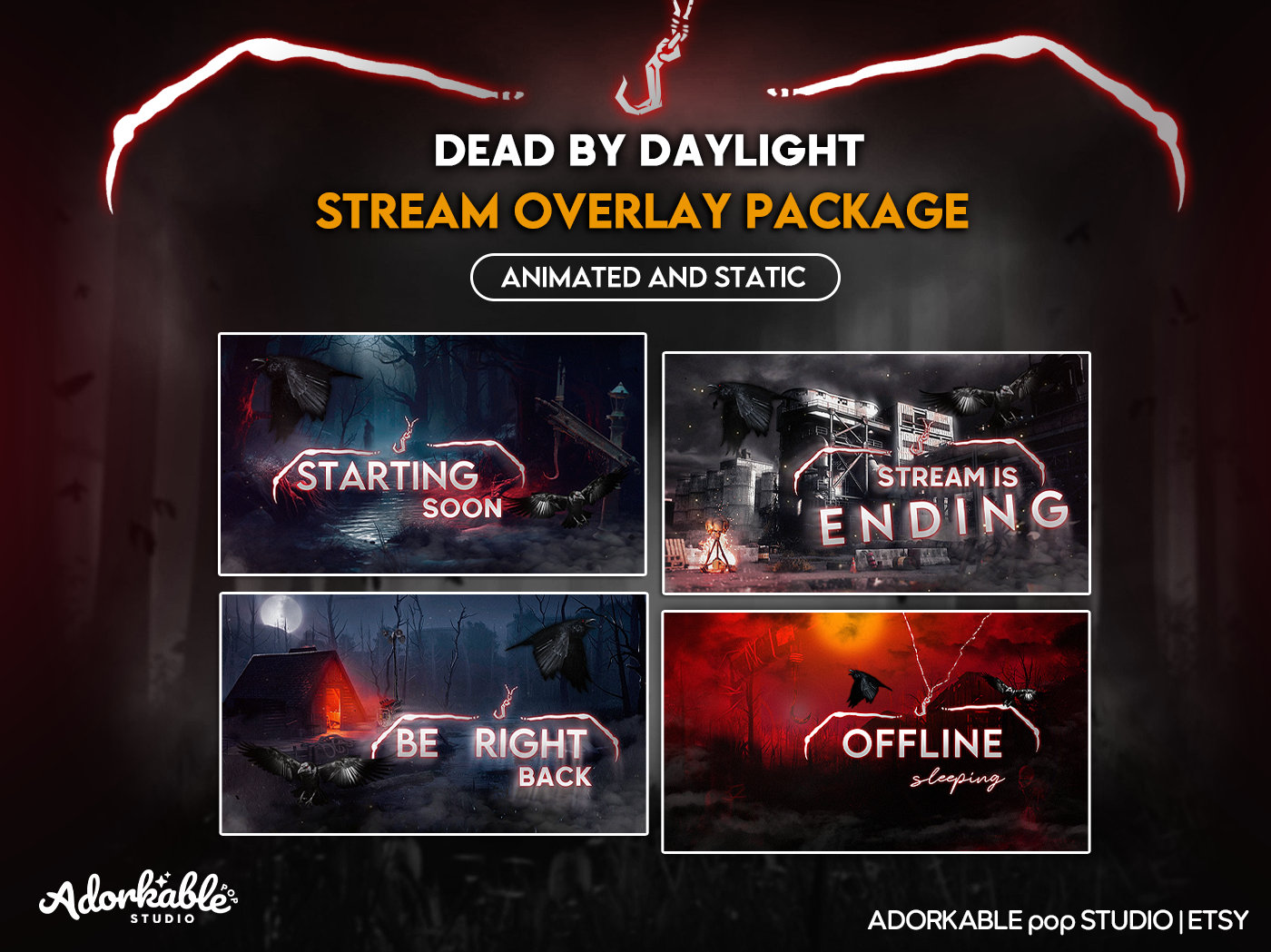 Dead by Daylight Super Overlay Package Animated and Static | Panels | Label Bar | Icons | Webcam ...