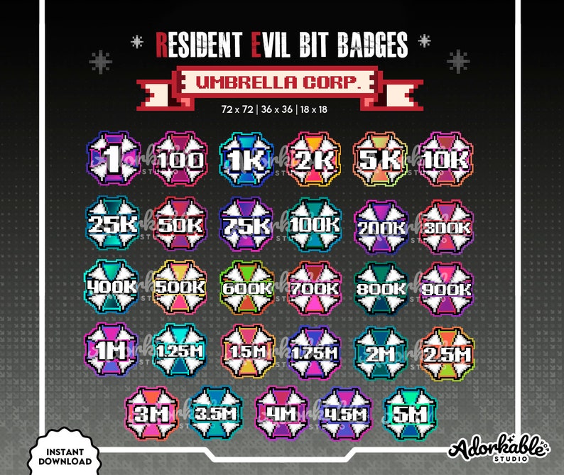 29x Umbrella Corp Twitch Bit Tier Badges | Resident Evil Bit Badges ...