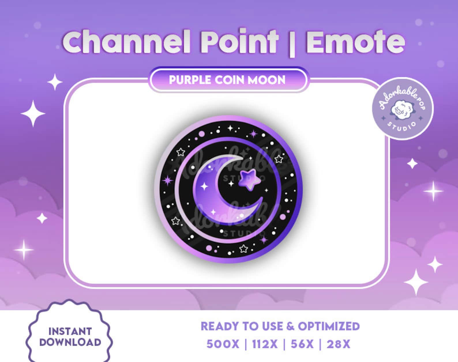 Purple Moon Coin Channel Point | Emote | Badges | Moon Stars Coin ...