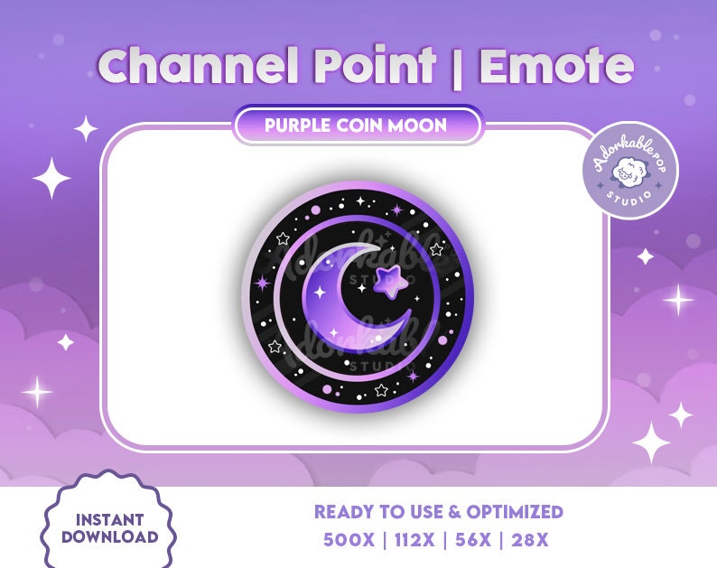 Purple Moon Coin Channel Point | Emote | Badges | Moon Stars Coin ...