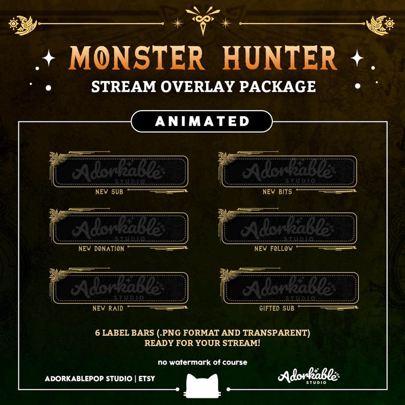 Monster Hunter Wilds Twitch Animated Package | Overlays | 32 Panels | 6 ...