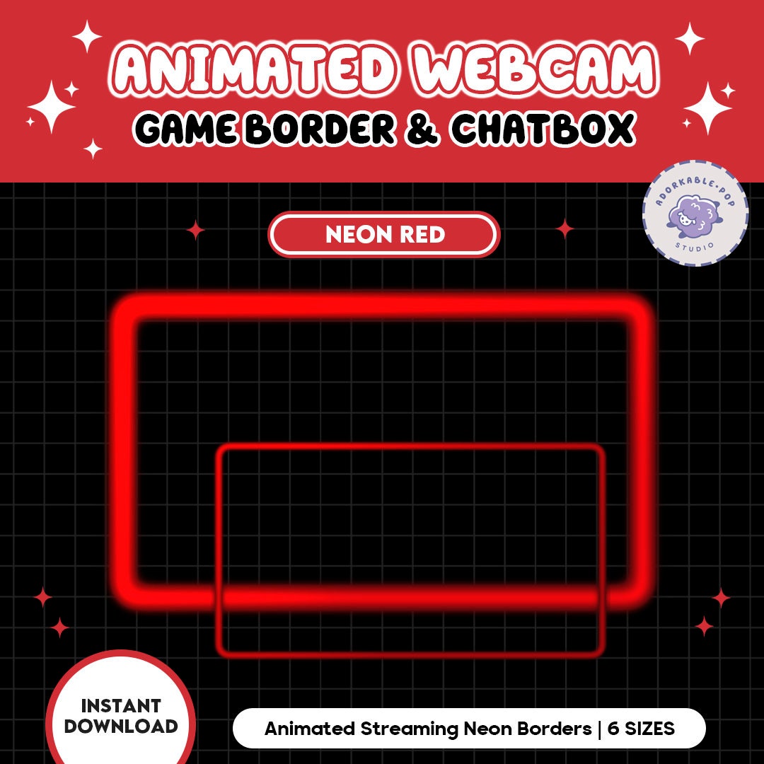 Neon Red Animated Twitch Border Set | Webcam Frame | Game Border ...