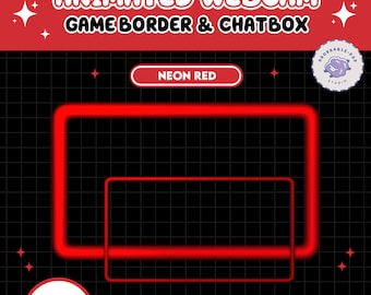 Neon Blue Animated Twitch Border Set | Webcam Frame | Game Border | Chatbox | Stream Setup ...