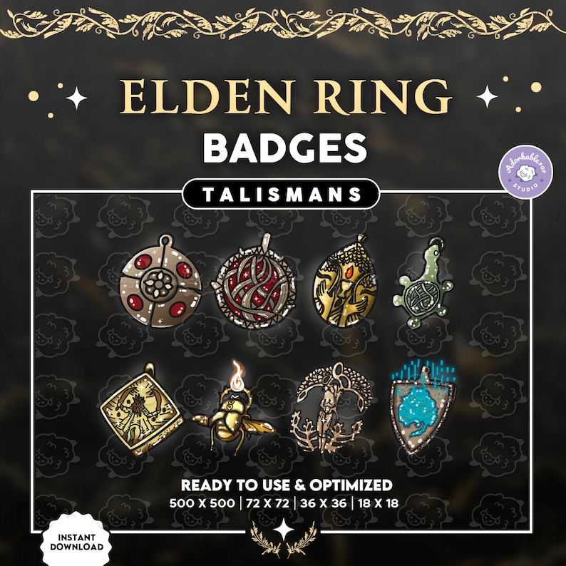 ELDEN RING Twitch Badges 8 Talismans / Elden Ring Emote / Twitch Cheer ...
