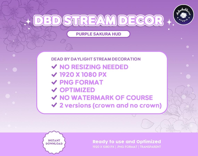 DBD Decor Game Overlay | Purple Sakura | HUD Decoration Dead by ...