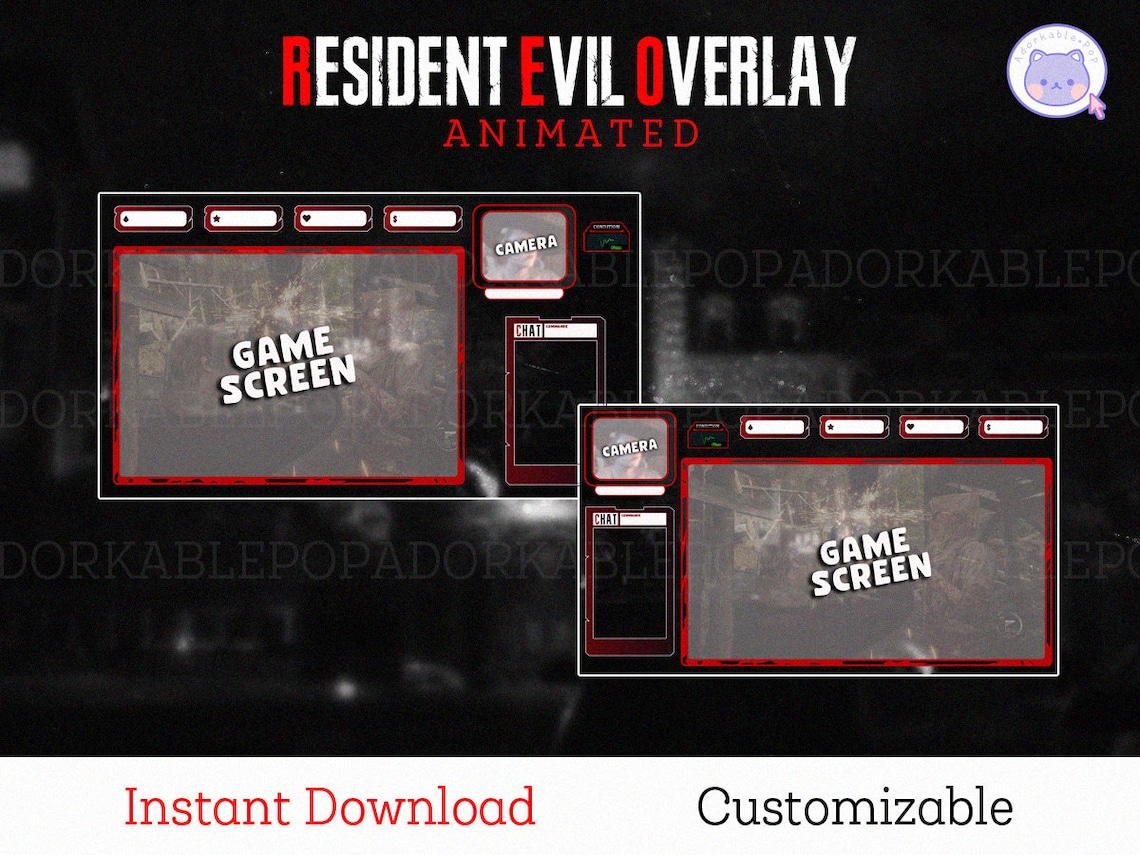 Resident Evil Stream Overlay Animated Set for Twitch / Border / Webcam ...