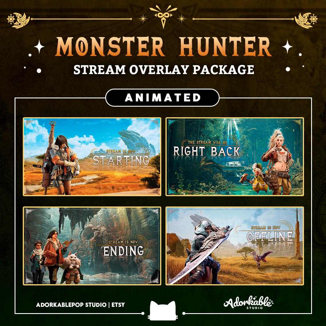 Monster Hunter Wilds Twitch Animated Package | Overlays | 32 Panels | 6 ...